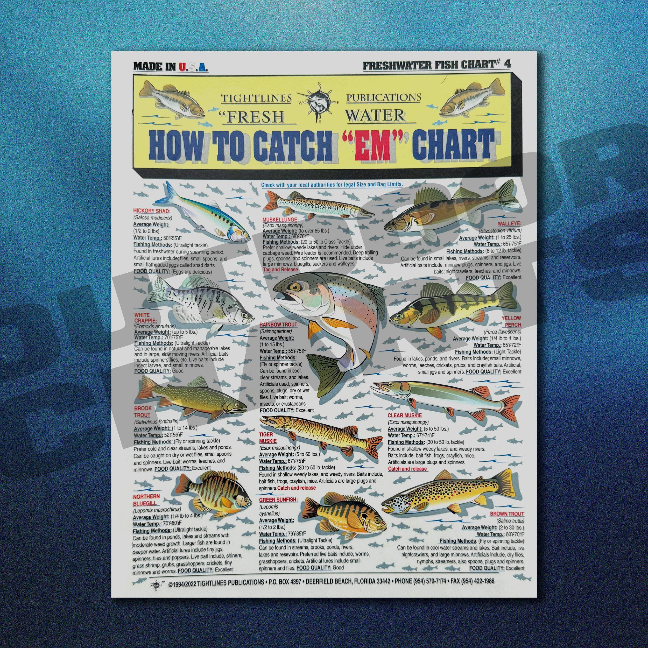 Fishermen's How to Catch 'Em Freshwater Fish Identification Chart #4 ...