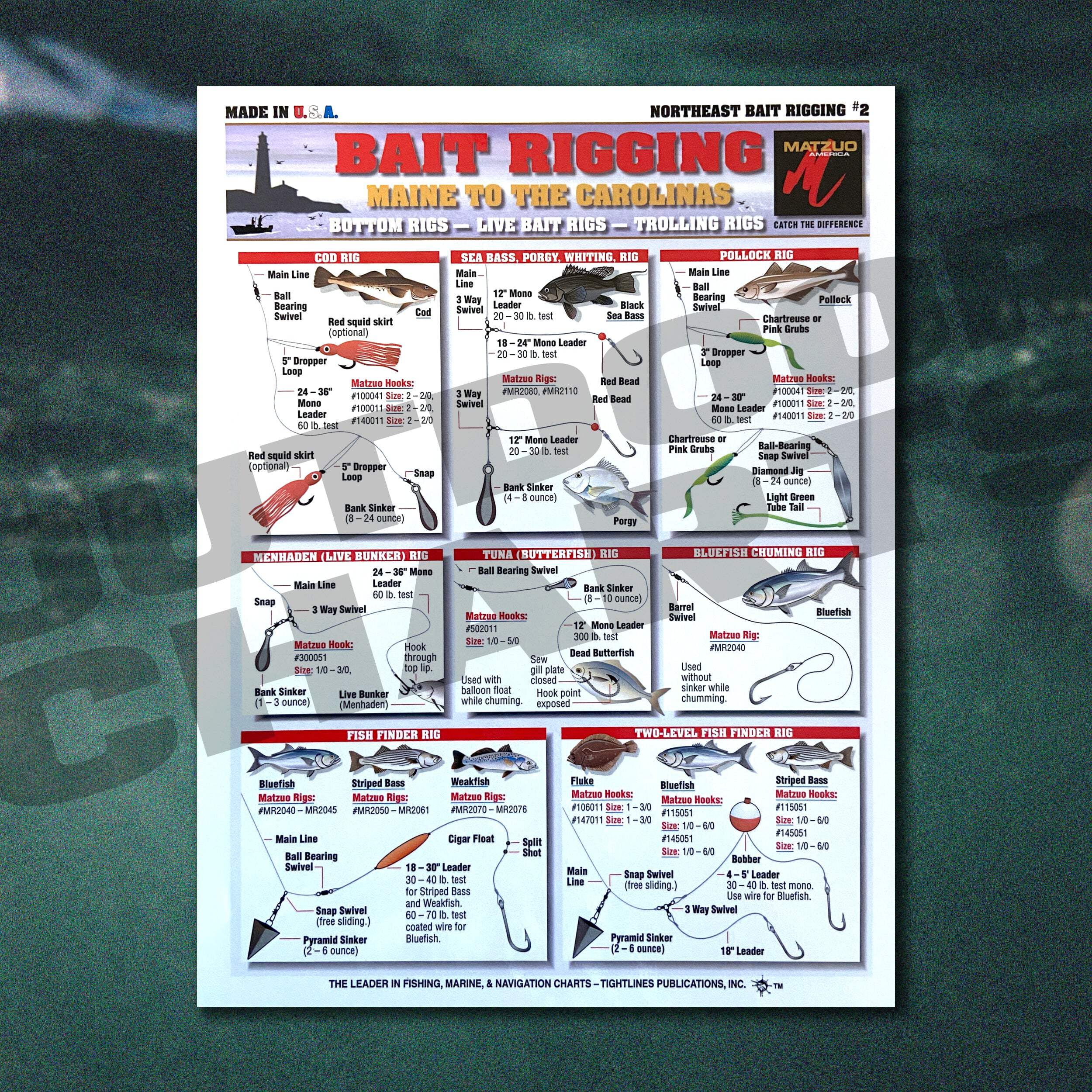 Fishermen's Northeast Bait Rigging Chart #2 (Maine to the Carolinas ...