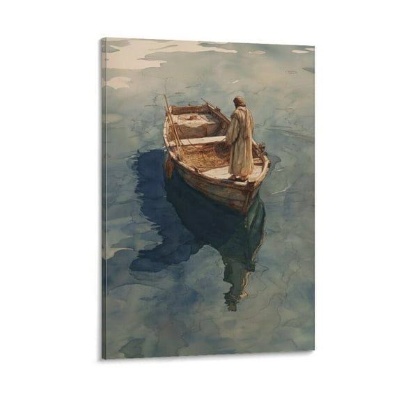 Fishermen's Savior - Jesus in A Boat Christian Wall Art, Minimalist ...
