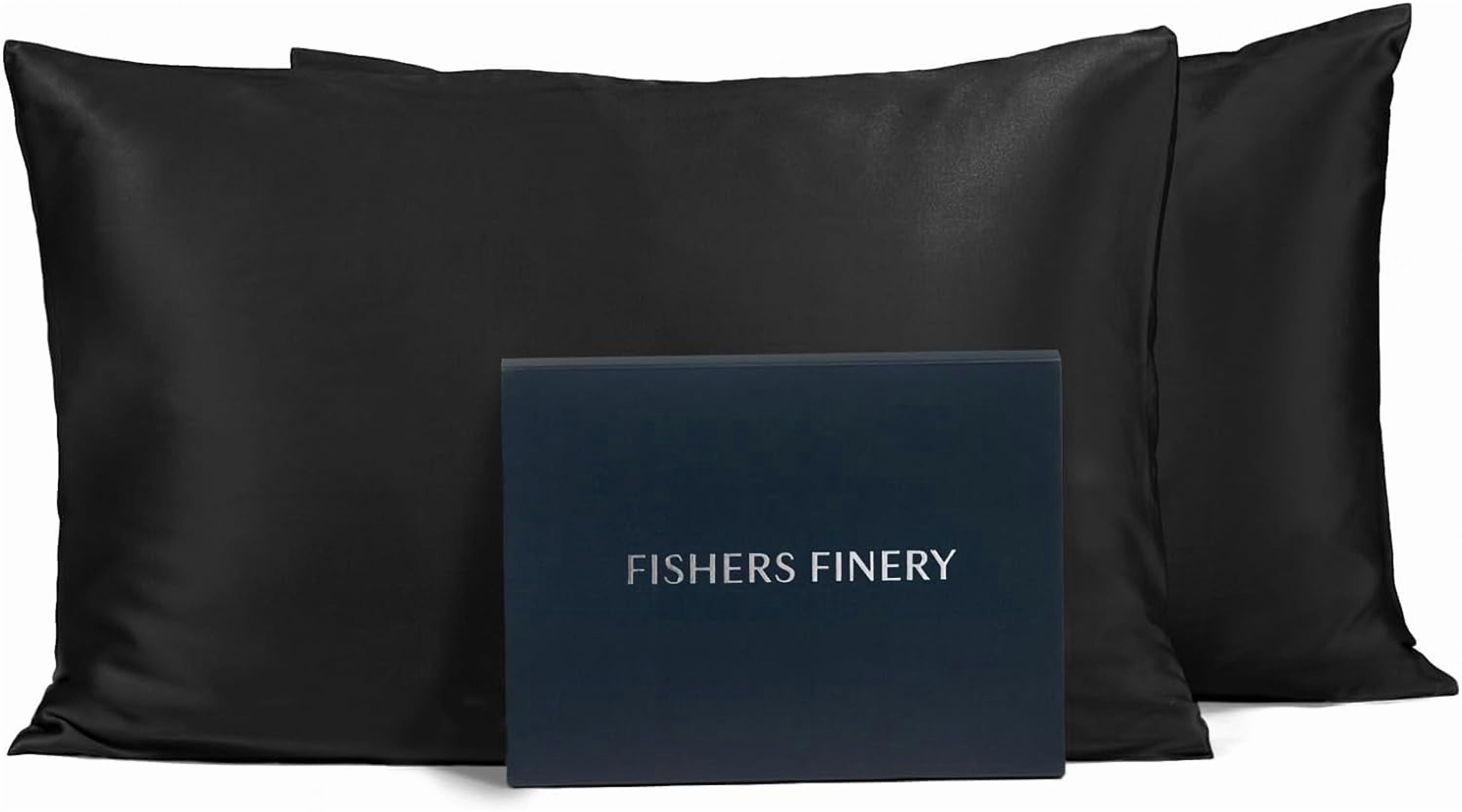 Fishers Finery 25mm 100% Pure Mulberry Silk Pillowcase (Black Queen 2 ...