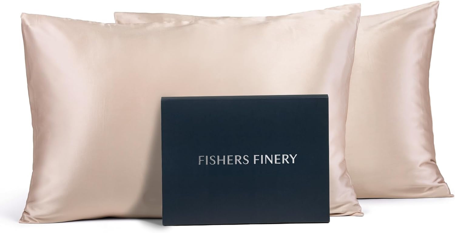 Fishers Finery 25mm 100% Pure Mulberry Silk Pillowcase Set, Good ...
