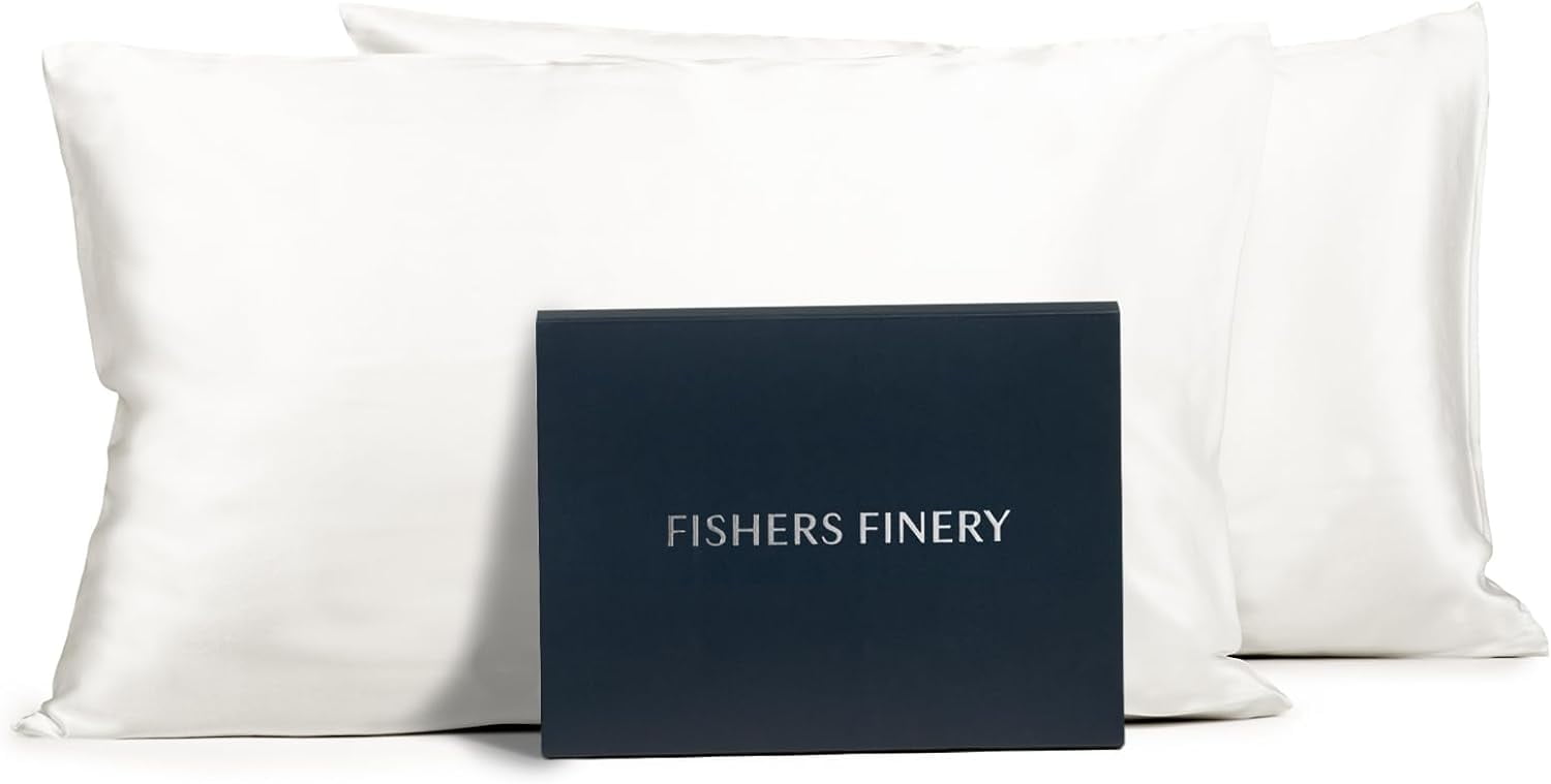 Fishers Finery 25mm 100% Pure Mulberry Silk Pillowcase Set, Good ...