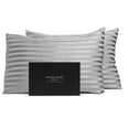 Fishers Finery 30mm 100% Pure Mulberry Silk Pillowcase Set (Gray Stripe ...