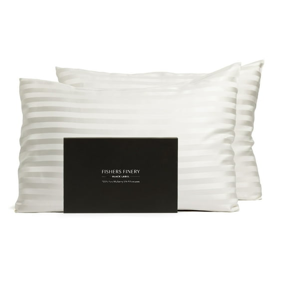 Fishers Finery 30mm 100% Pure Mulberry Silk Pillowcase Set (White ...