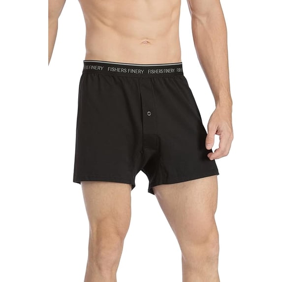 Fishers Finery Mens Relaxed Fit Stretch Knit Boxers; Single Pack (Black ...