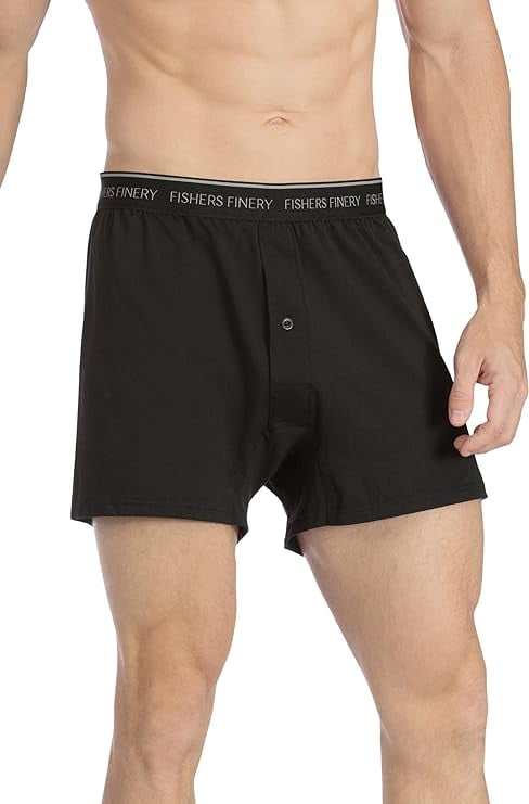 Fishers Finery Mens Relaxed Stretch Knit Boxers; Single Pack (Black, XL ...