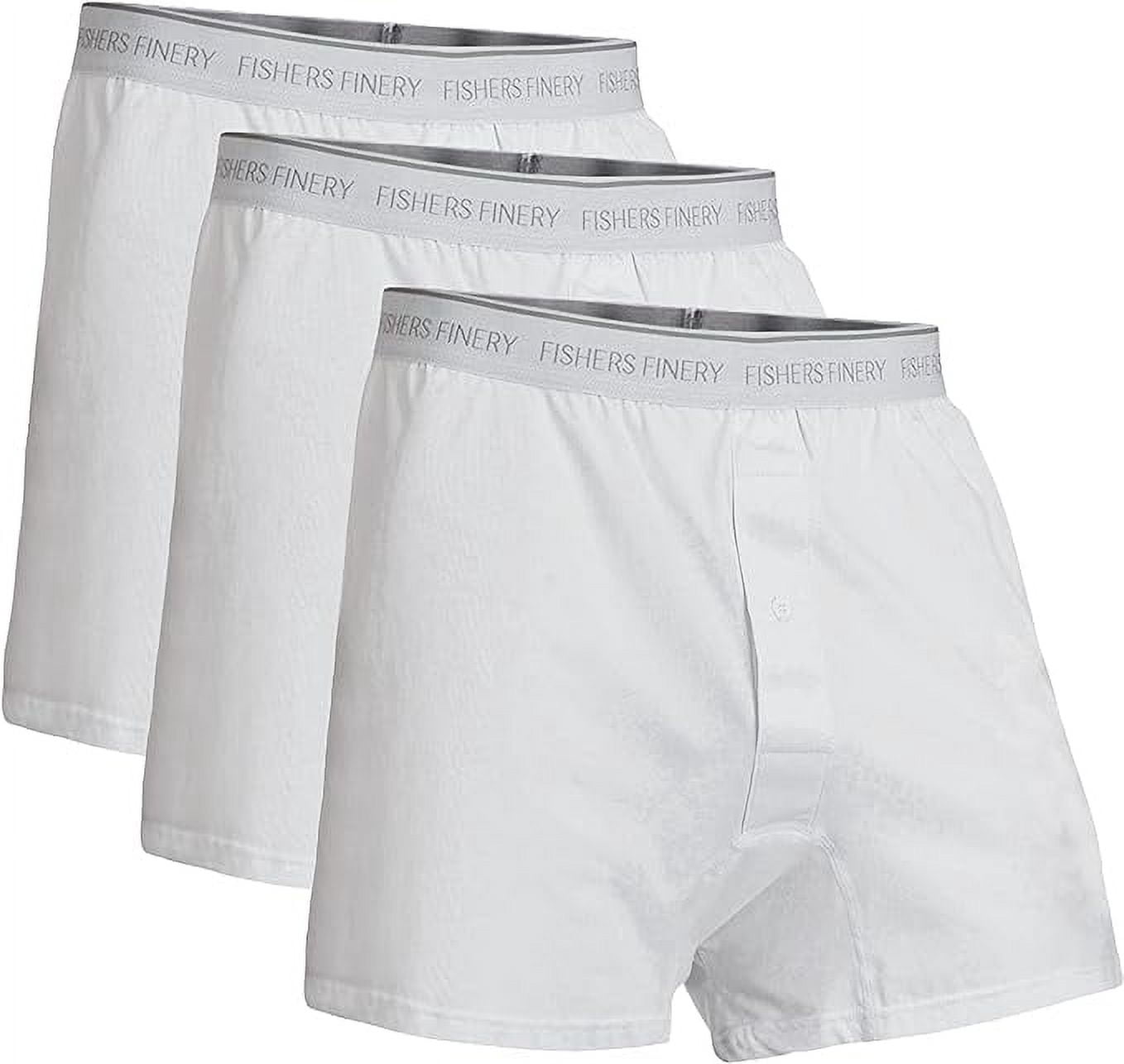 Fishers Finery Mens Ultra Comfort Stretch Knit Boxers; 3 Pack (White ...
