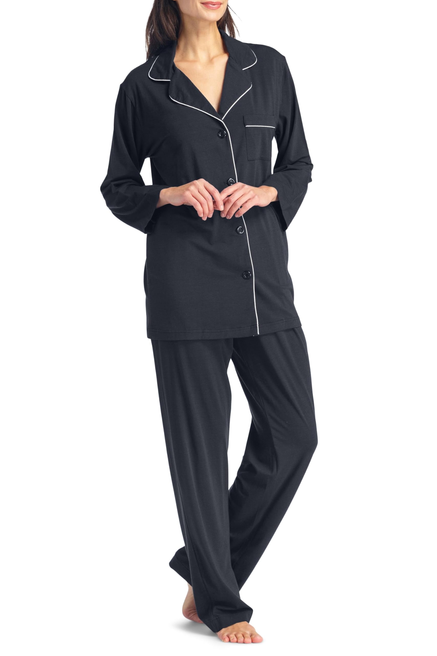 Fishers Finery Women's EcoFabric Full Length Pajama Set; Long Sleeve ...