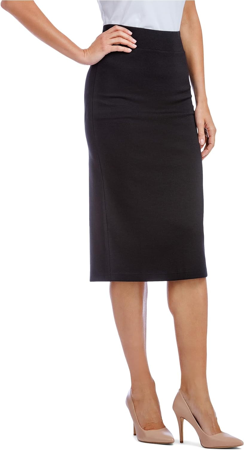 Fishers Finery Women's Ecofabric Ponte Stretch Below Knee Pencil Skirt ...