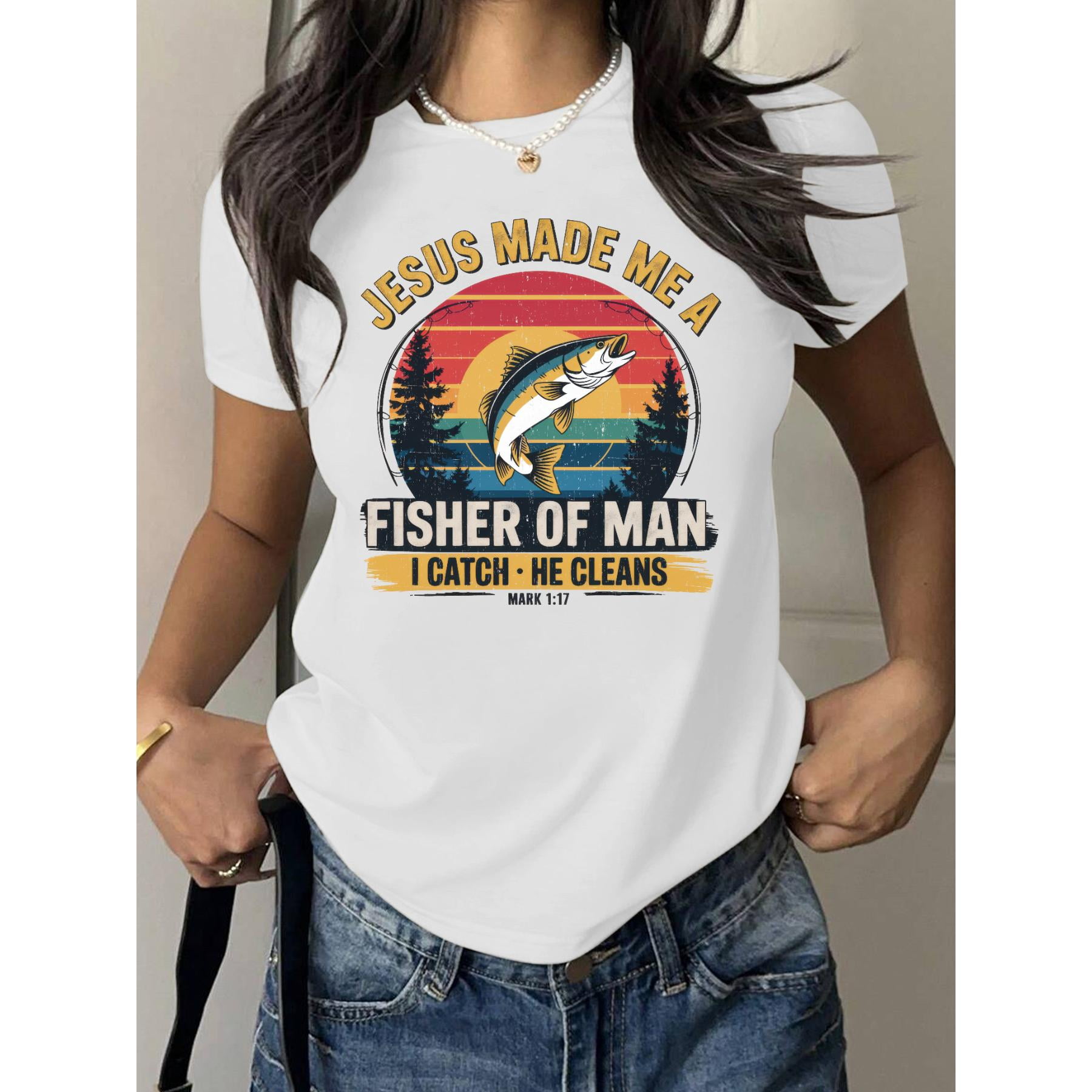 Biblical Fisherman Graphic Tee - 'Called to Fish for Men' Verse Design - Men's Comfortable ...