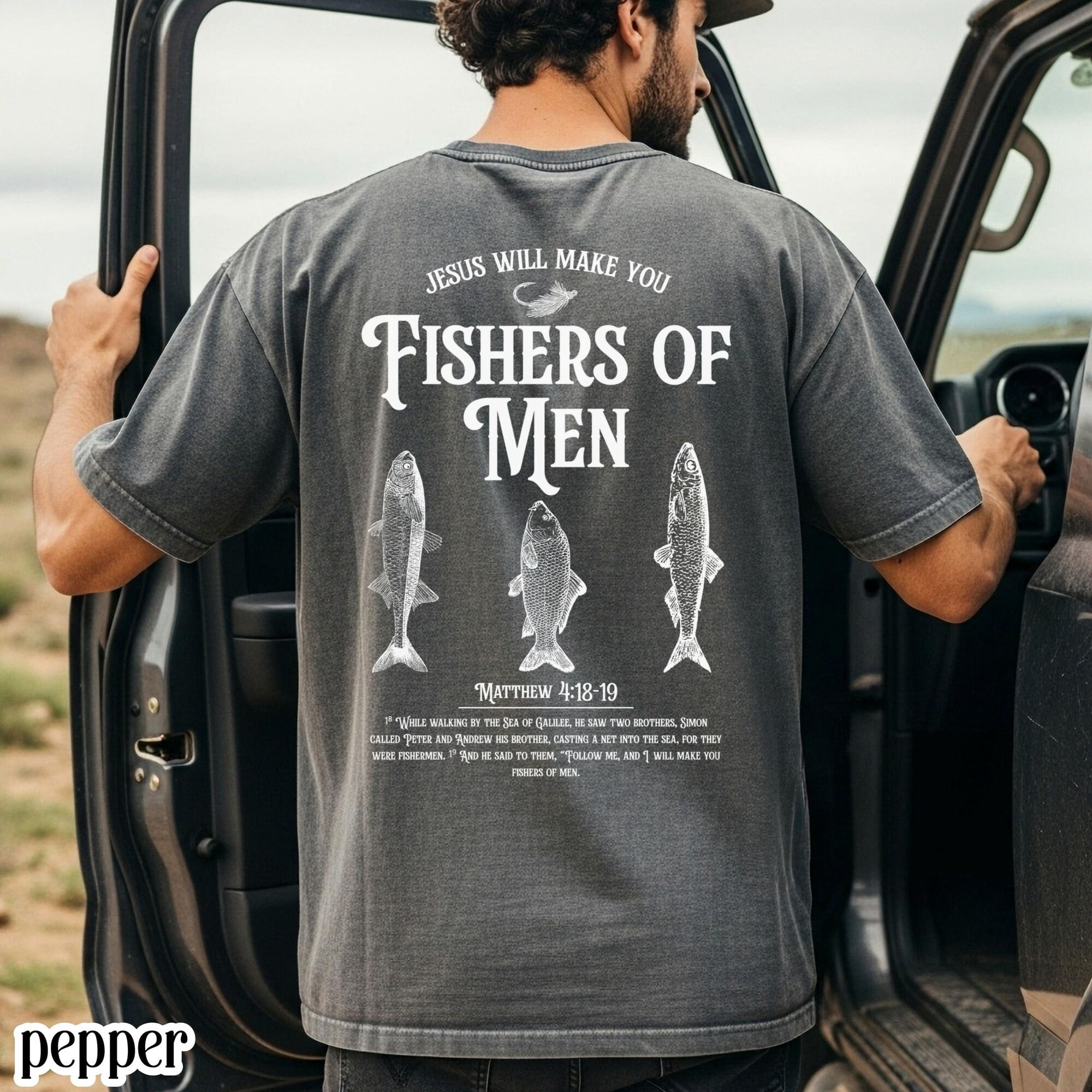 Fishers of Men Shirt Matthew 4 1819 Christian Fishing Tee Mens Bible ...