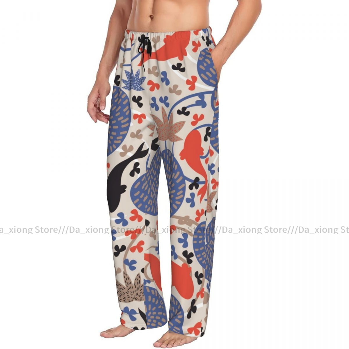 Fishes And Lotus Leaves In The Pond Mens Pajamas Pyjamas Pants Lounge ...