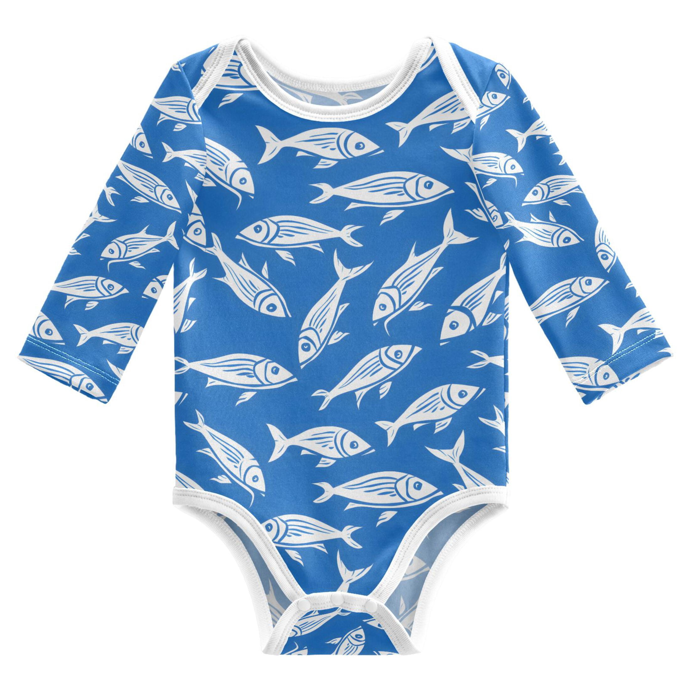 Fishes Baby's Pure Cotton Bodysuit Long Sleeves Pajamas One-Piece ...