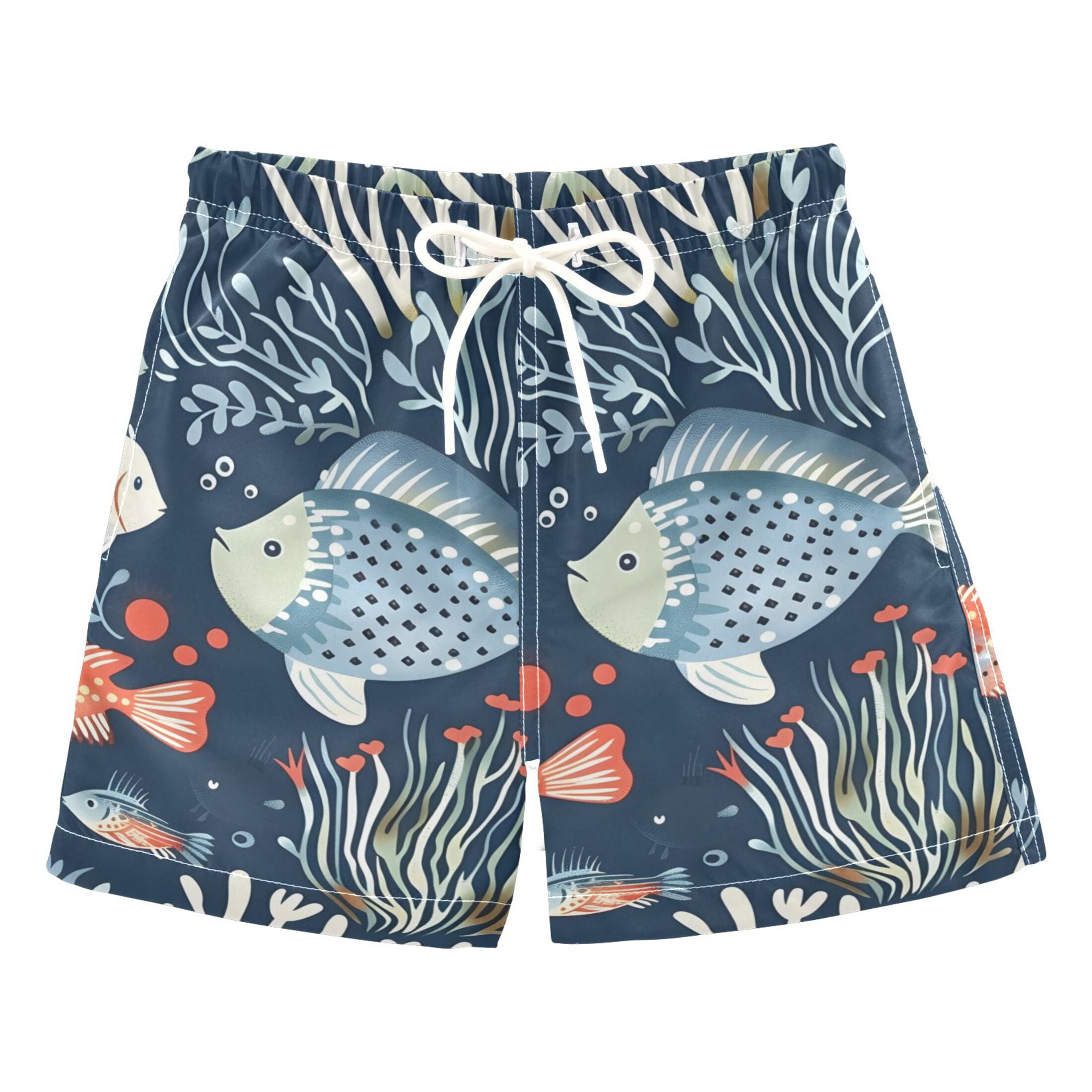 Fishes Corals Water Plants Boys' Swim Trunks Board Shorts Beach Pants ...