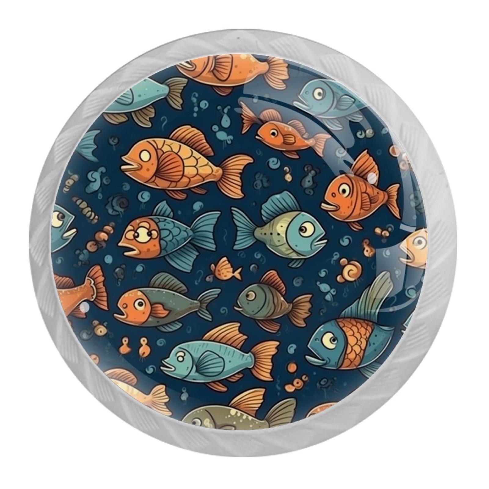 Fishes Cute Pattern Custom Drawer Knobs - Transparent Cabinet Knobs ABS ...