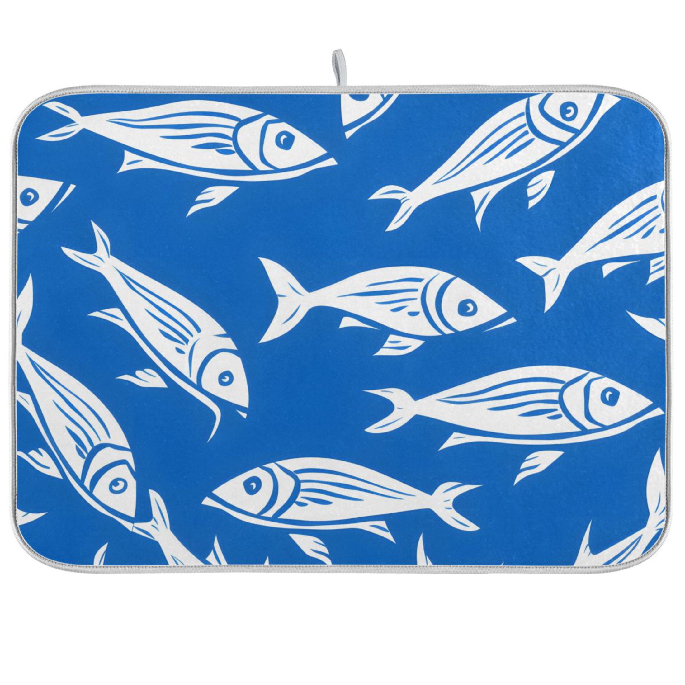 Fishes Dish Drying Mat Dish Drainer Rack Mats Water Absorbent Non-Slip ...