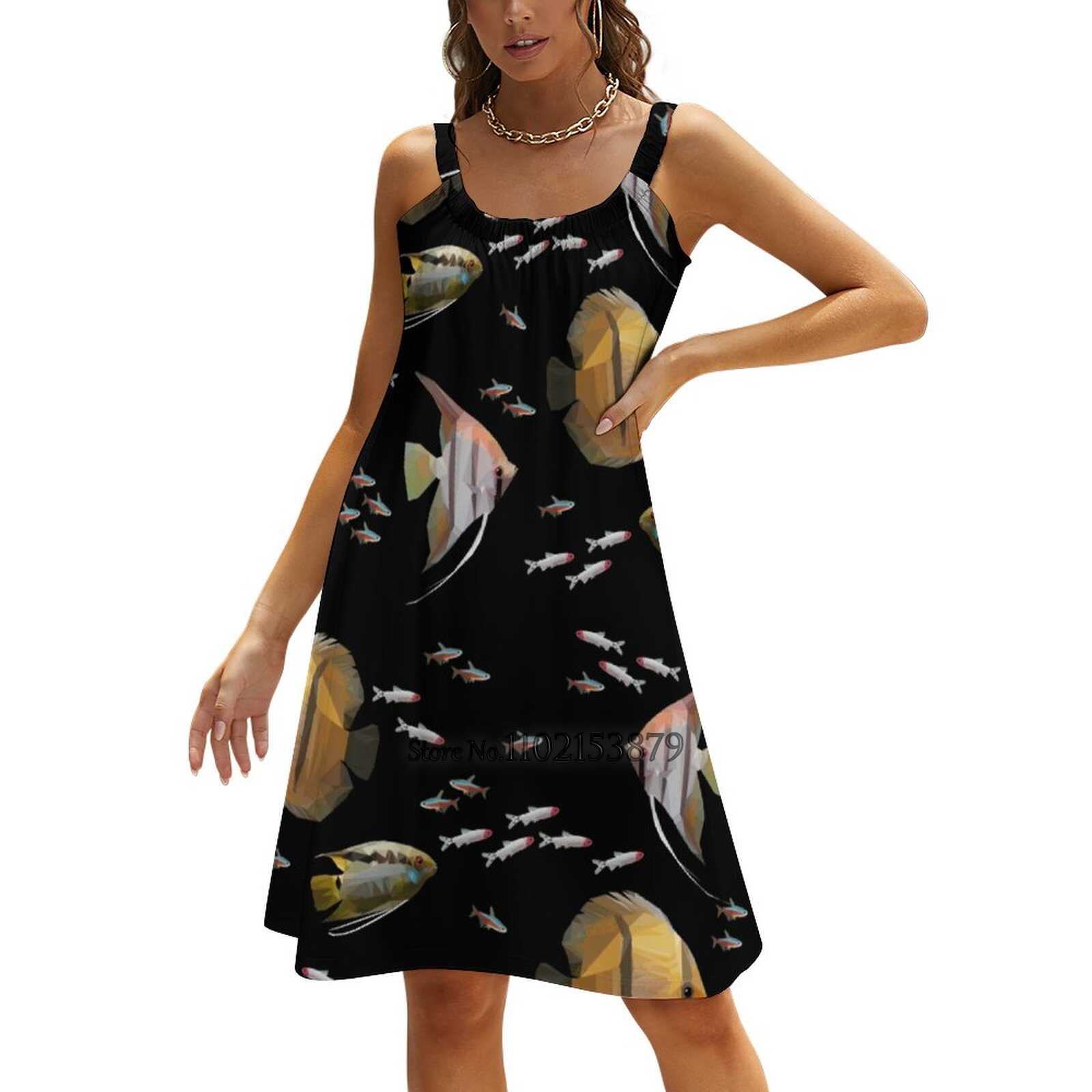 Fishes Of The Negro Back Lacing Backless Dress Women Kawaii Square ...