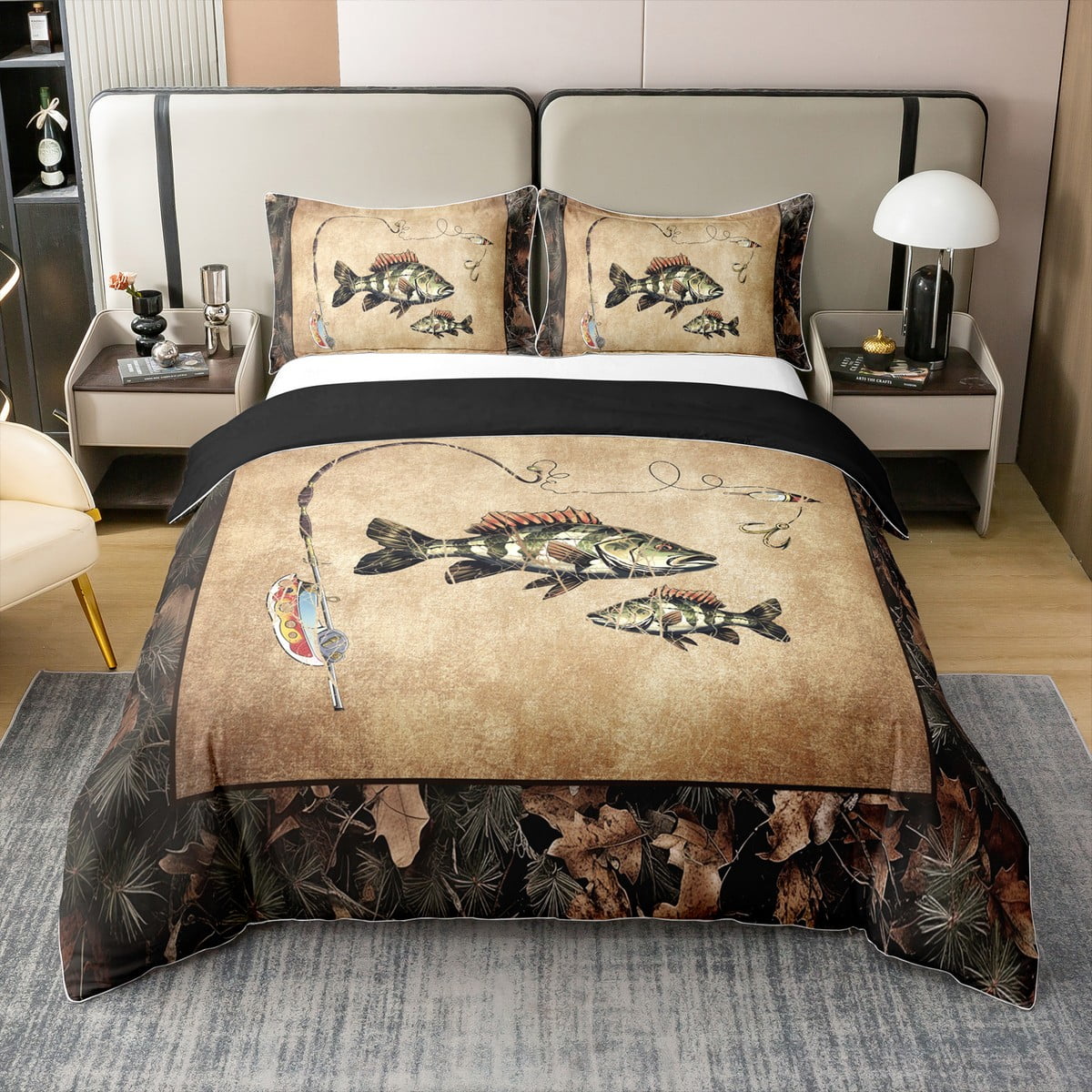 Fishing 100% Cotton Bedding Set,Oil Painting Fish Duvet Cover Twin for ...