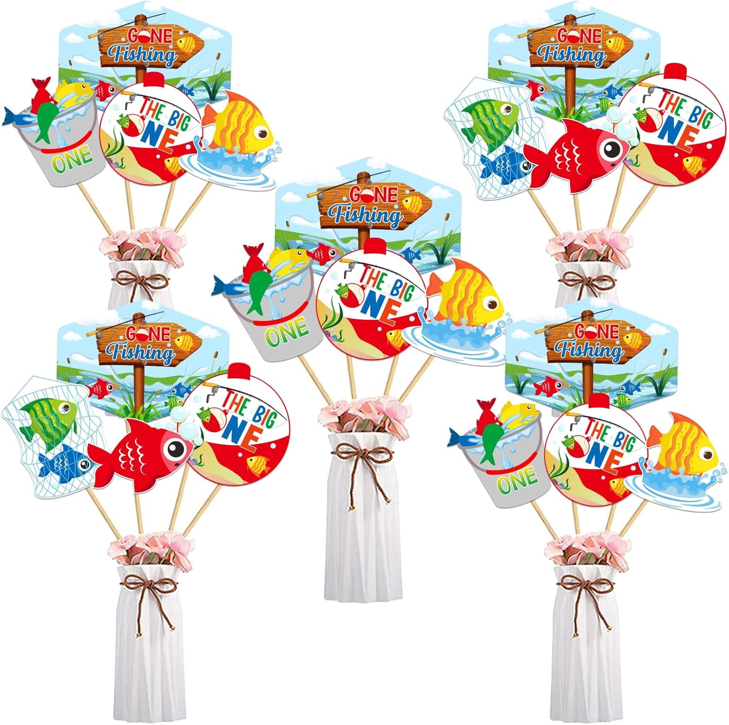 Fishing 1st Birthday Party Supplies Go Fishing Birthday Centerpiece ...