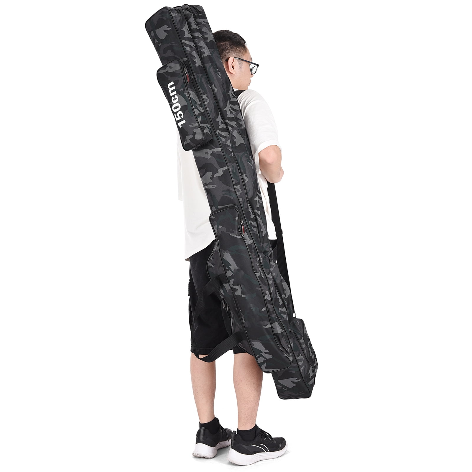 Fishing 3 Layers Fishing Pole Bag Portable Folding Fishing Rod Storage ...