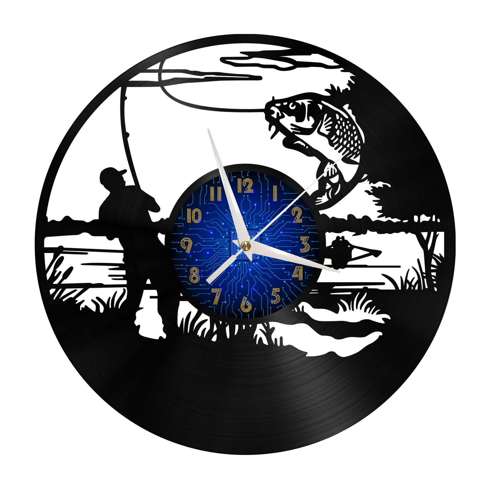 Fishing 5 Vinyl Record Wall Clock for Kitchen Wall Decor Wall Art Gift ...