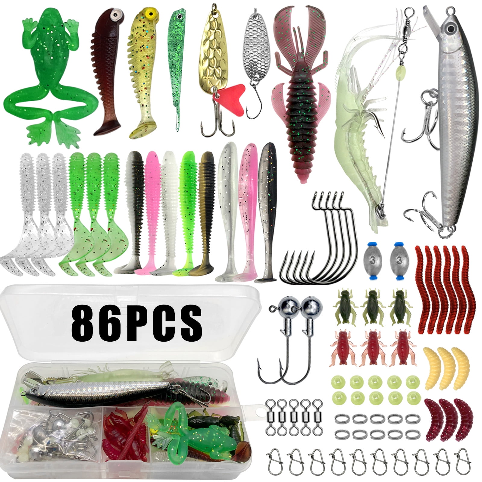 Fishing 86/88/136/149/366pcs Fishing Lure Kit For Trout/Pike/Bass Multi ...