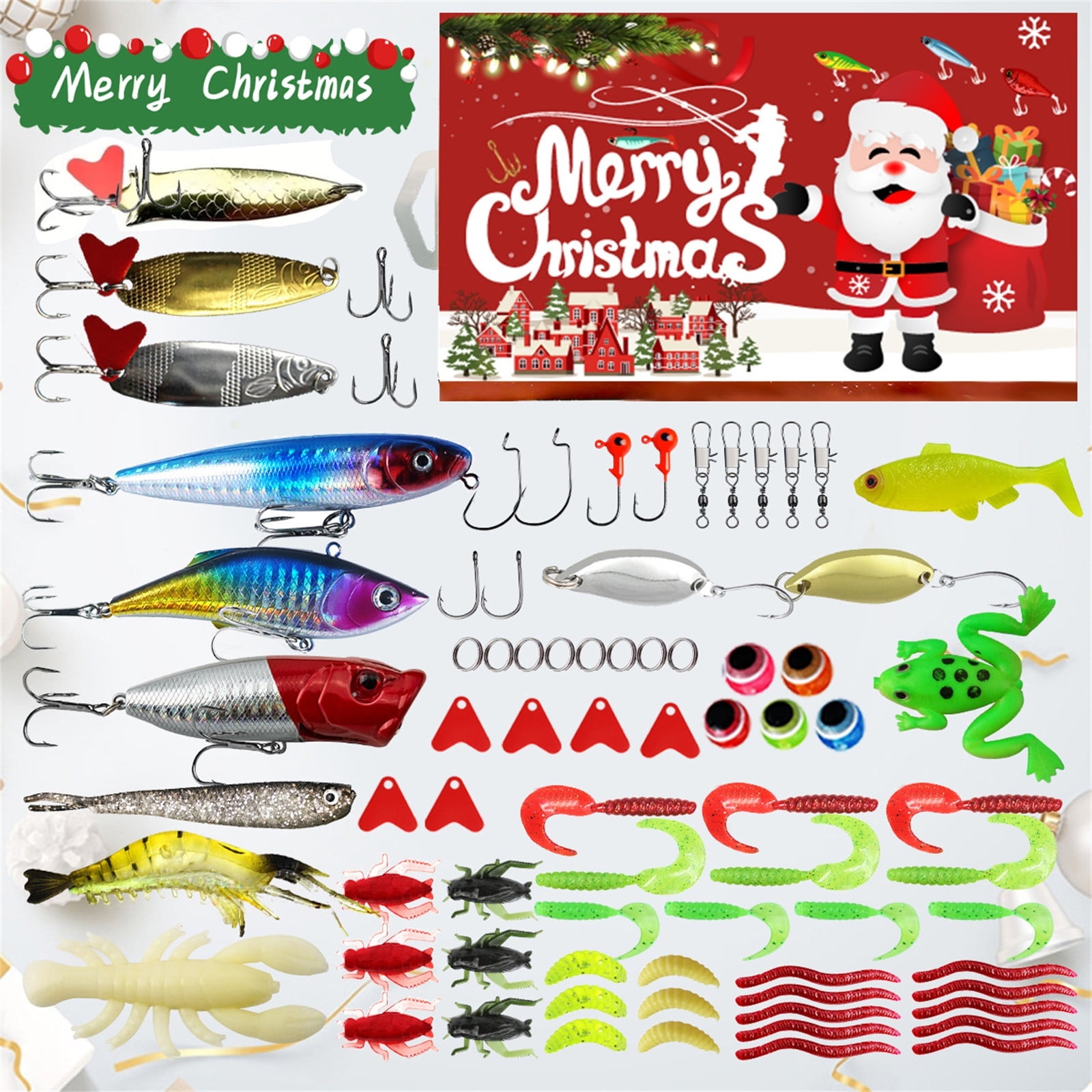 Fishing Advent Calendar 2024, 24 Days Christmas Countdown Fishing Lures ...