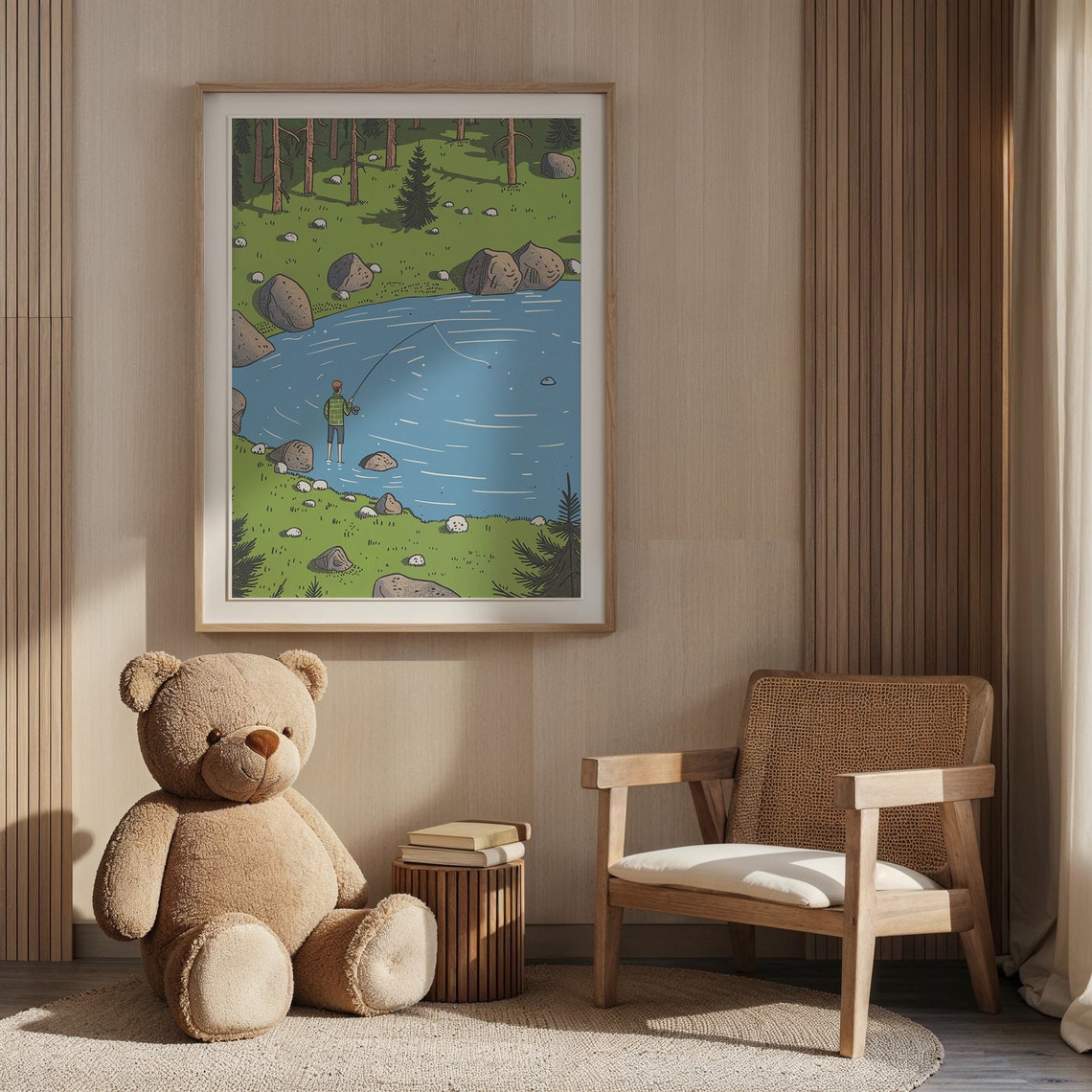 Fishing Adventure Lake Scene Printable Wall Art, Outdoor Nature Nursery ...