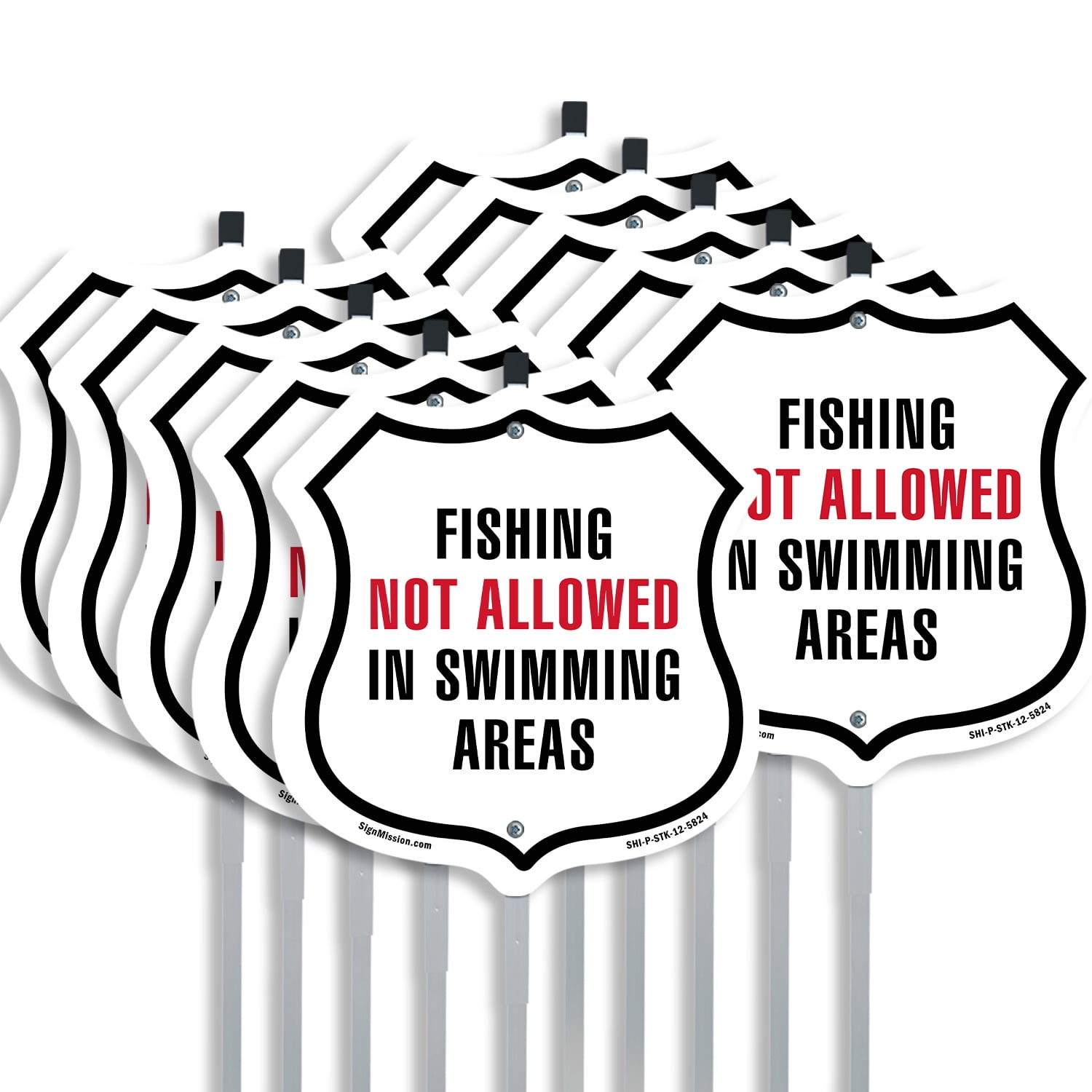 Fishing Not Allowed in Swimming Areas (10 Pack) 12 inch X 12 inch ...