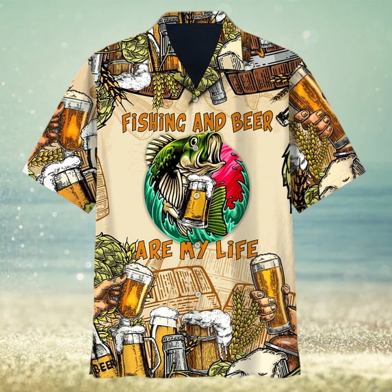 Fishing And Beer Is My Life Unisex Hawaiian Shirts - Walmart.com