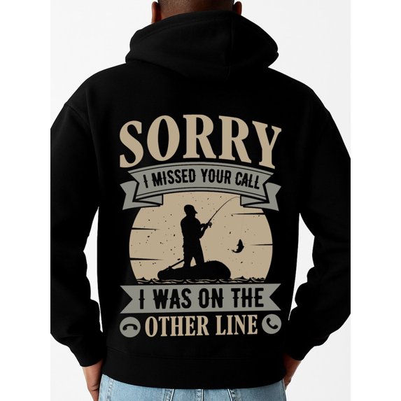 Fishing Apology hoodies & sweatshirt fish men's polyester black Cool ...
