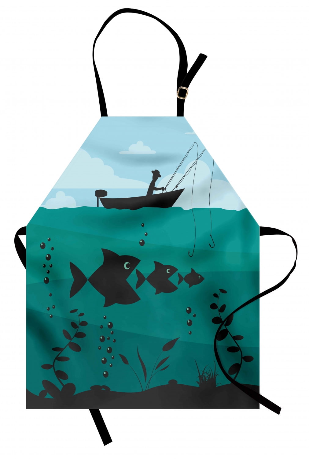 Fishing Apron Single Man in Boat Luring with Bobbins Nautical Marine ...
