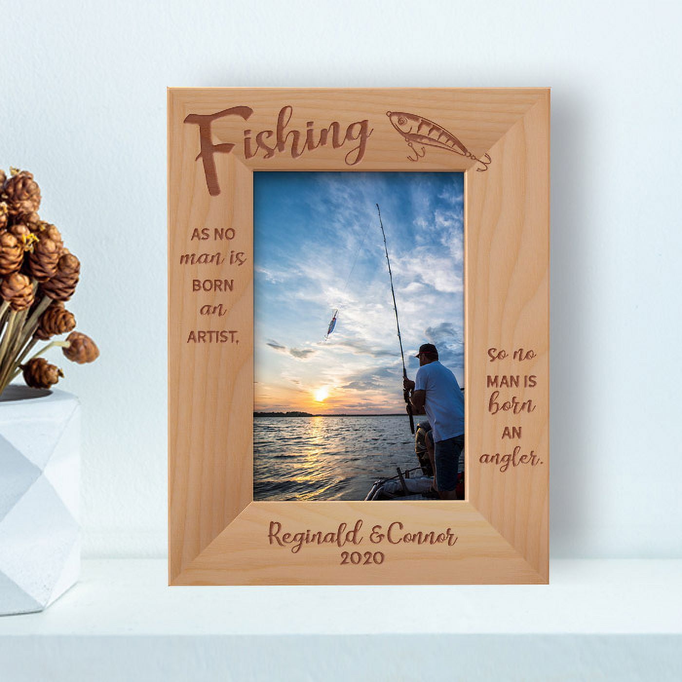 Fishing As No Man Is Born An Artist Personalized Wooden Frame 4" x 6 ...