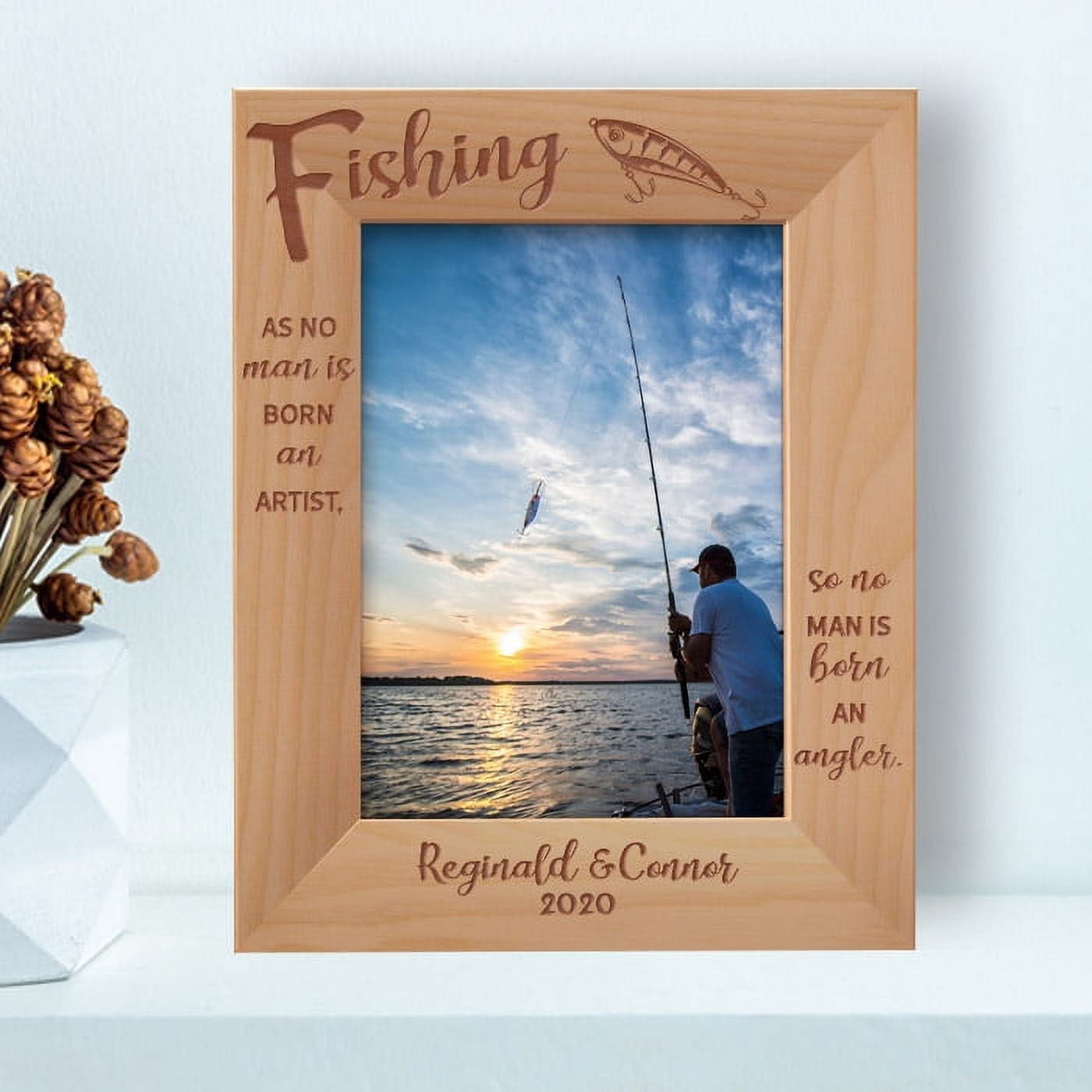 Fishing As No Man Is Born An Artist Personalized Wooden Frame 5" x 7 ...