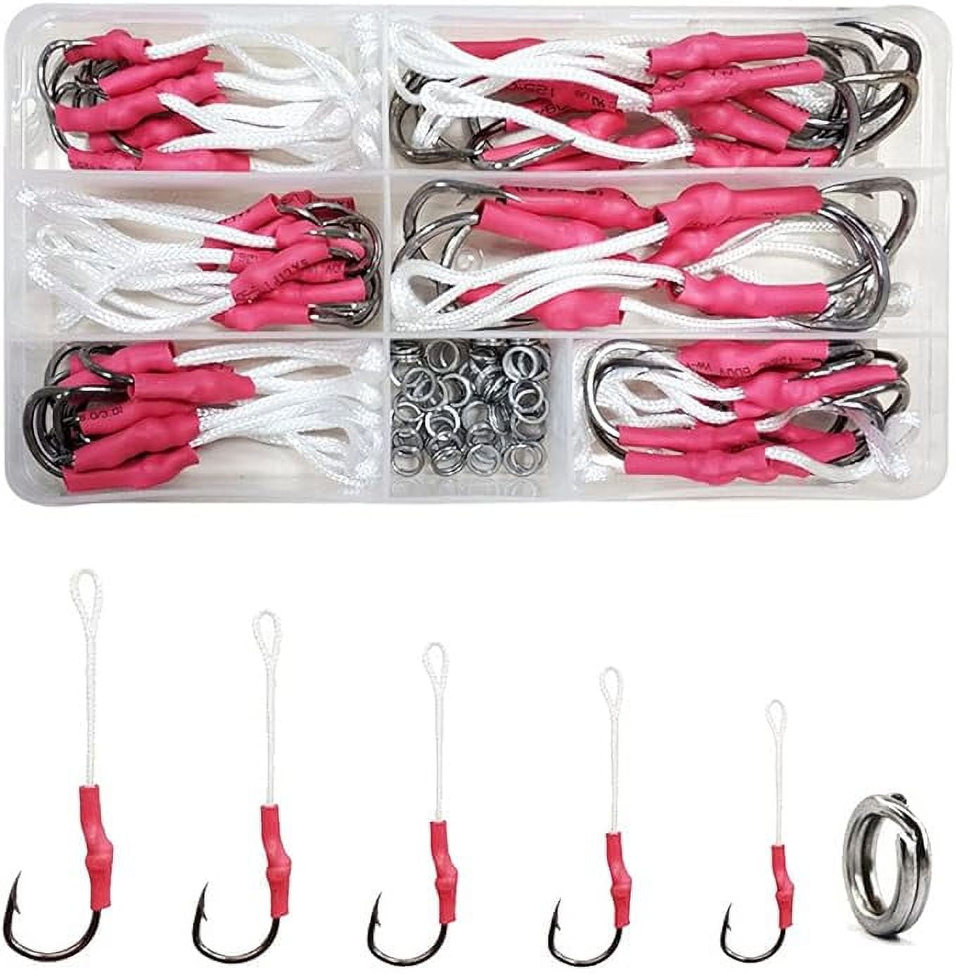 Fishing Assist Hooks with PE Line - 53pcs/106pcs Saltwater Jig Fishing ...