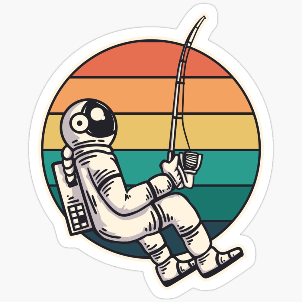 Fishing Astronaut Spaceman Sticker Phone Decal Water Bottle Stickers ...