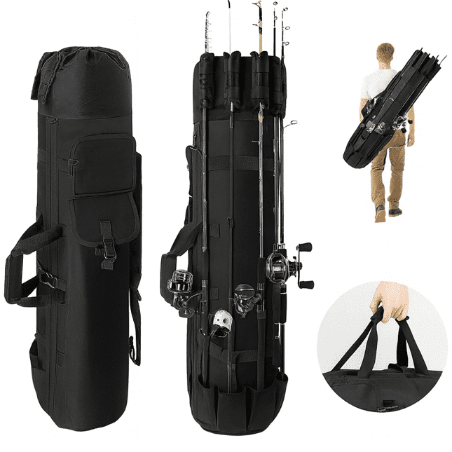 Campmoy Durable Canvas Fishing Rod & Reel Bag, Travel Cover Carrying ...