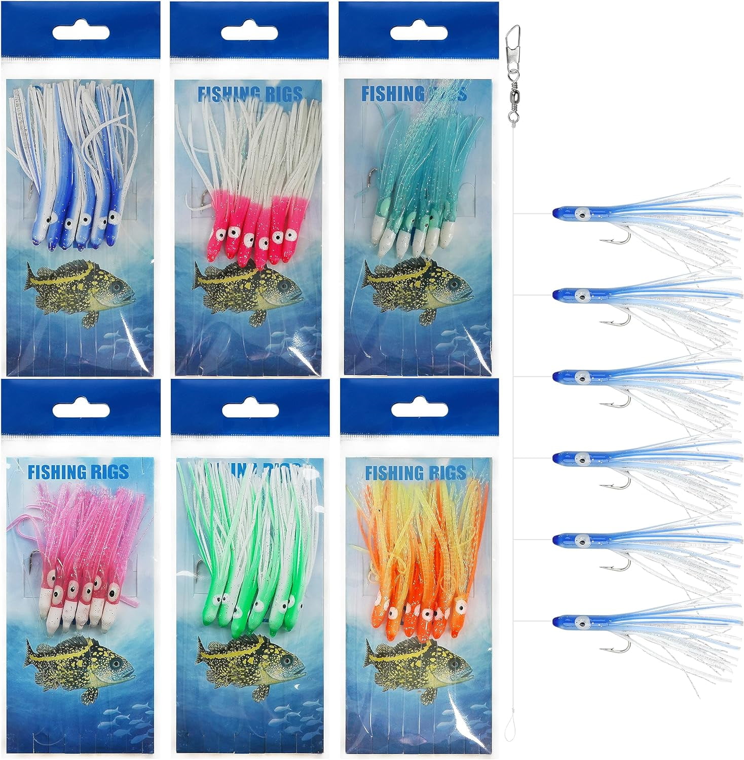 Fishing Bait Rigs Saltwater Set,6 Packs Surf Fishing Rigs with Glow ...