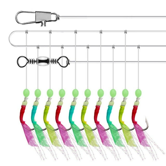 Fishing Bait Rigs with 10 Hooks for Sea Fishing Mackerel Herring ...