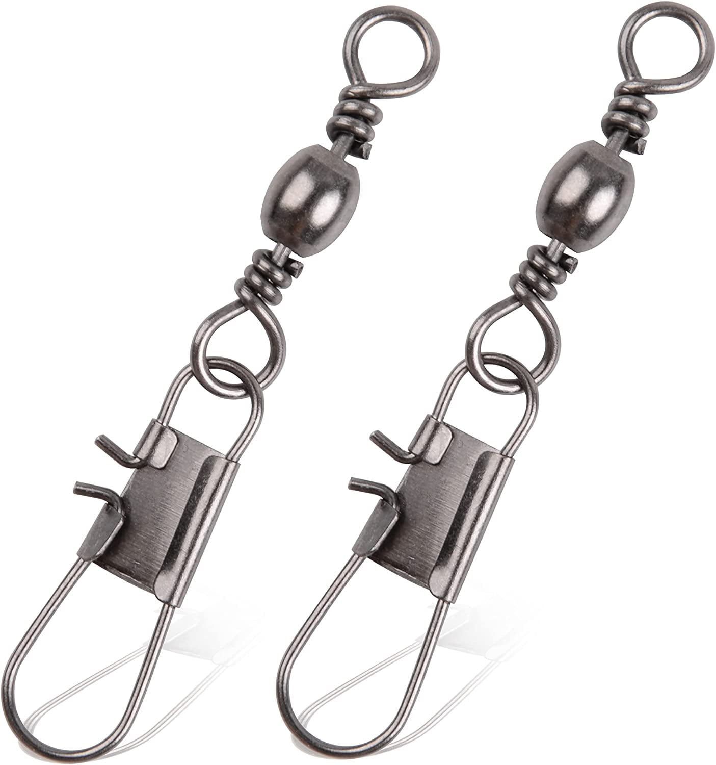 Fishing Barrel Swivel with Safty Snap, 120pcs Snap Swivels Fishing Tackle Stainless Steel Safty ...