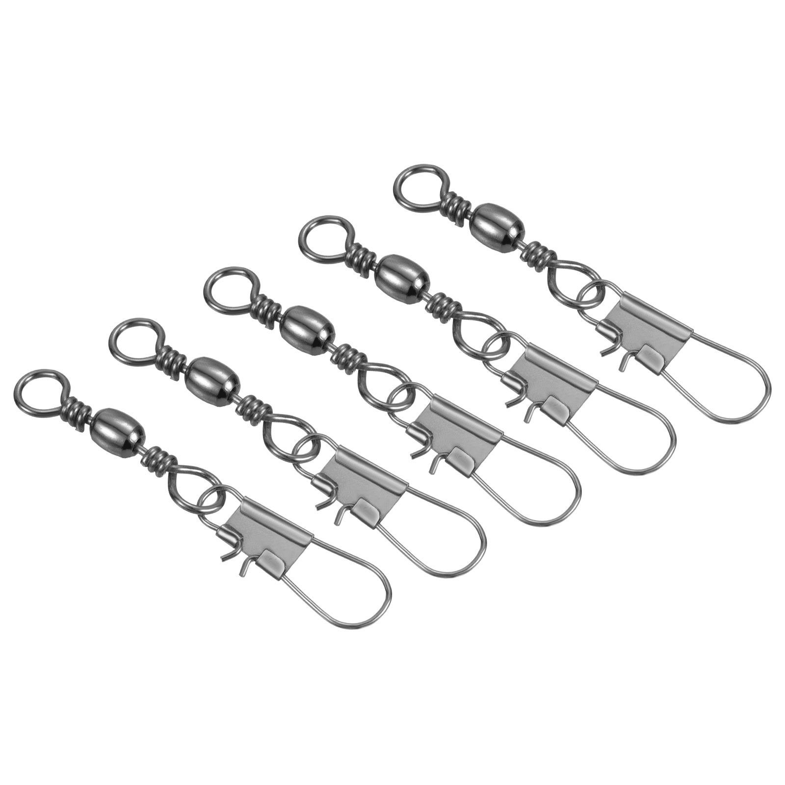 Fishing Barrel Swivel with Interlock Snap, 101lb Carbon Steel Solid Ring Terminal Tackle, Black ...