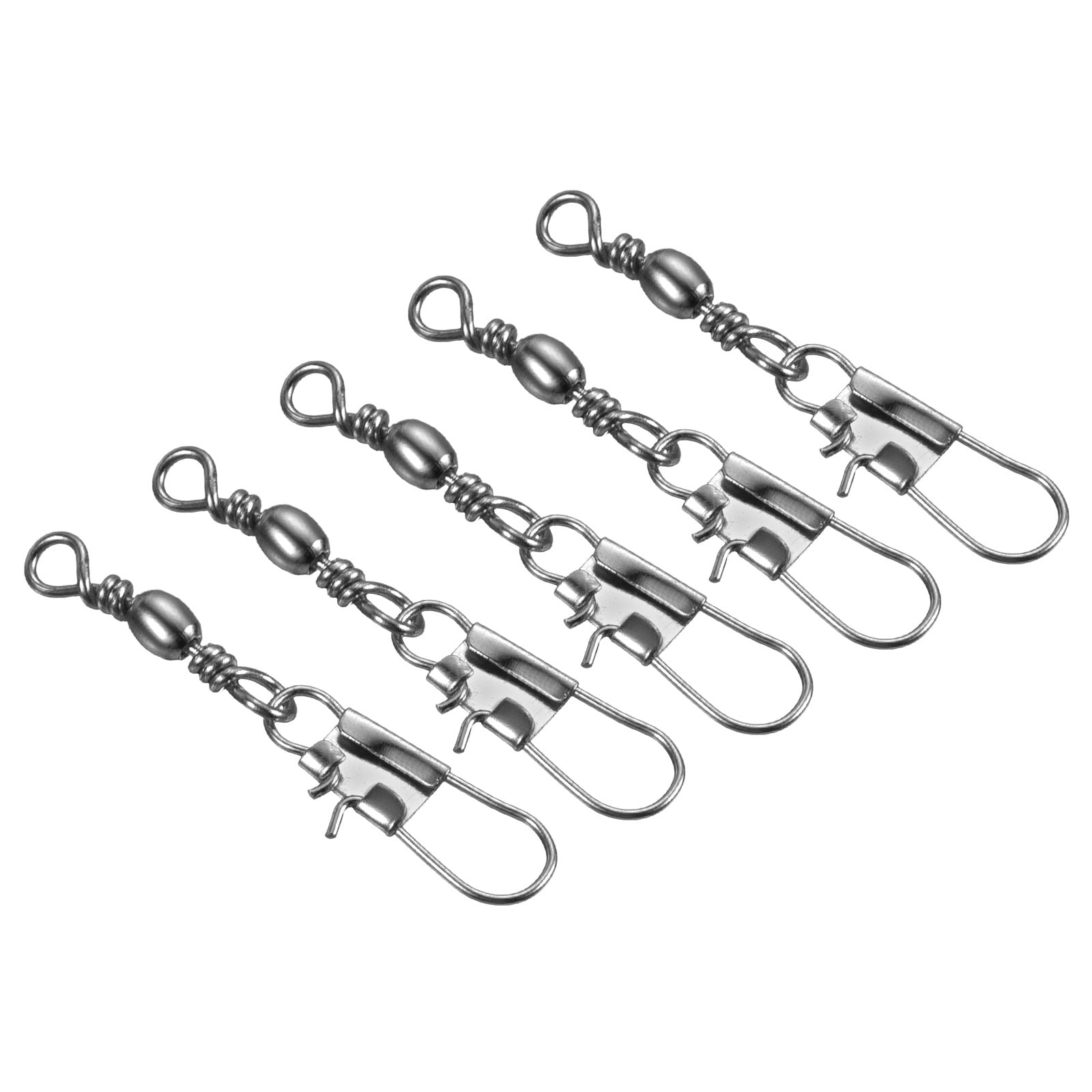 Fishing Barrel Swivel with Interlock Snap, 11lb Carbon Steel Solid Ring Terminal Tackle, Black ...