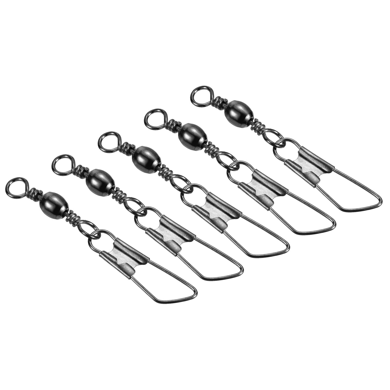 Fishing Barrel Swivel with Safety Snap, 26lb Carbon Steel Solid Ring ...