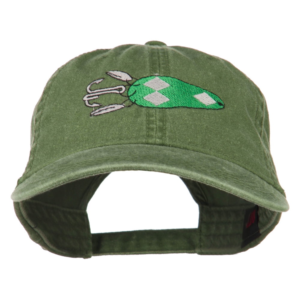 Fishing Bass Lure Embroidered Washed Cap - Olive Green OSFM - Walmart.com