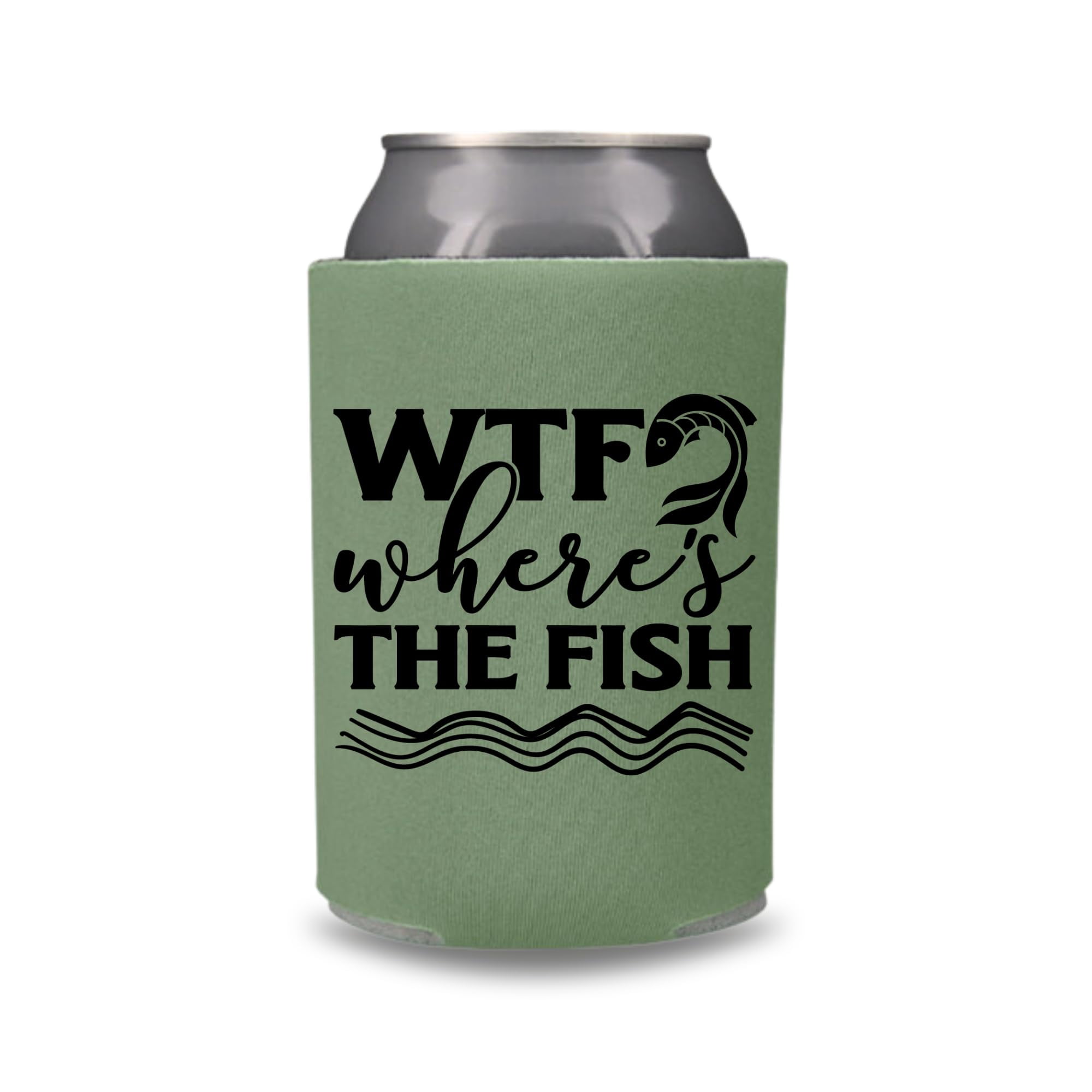 Fishing Beer Can Coolers, WTF Where's The Fish, Fishing Coolie Drink ...