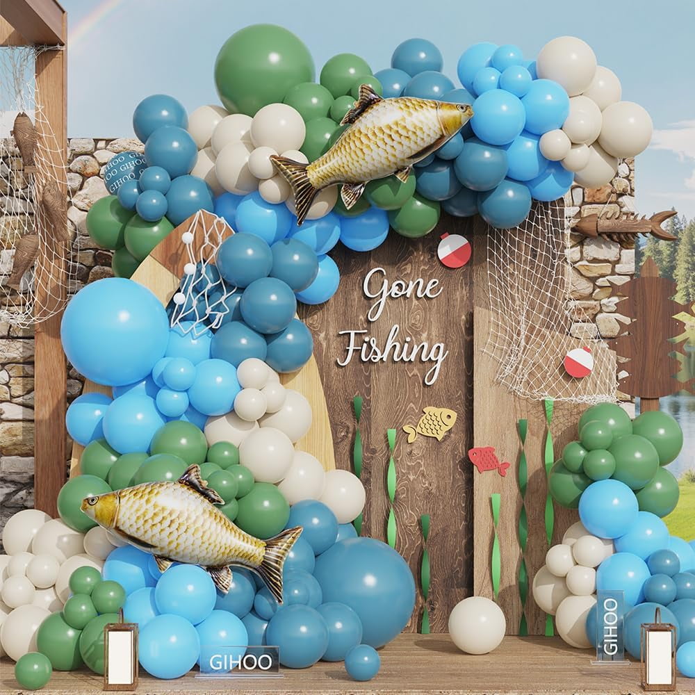 Fishing Birthday Party Decorations MMF7 145pcs Blue Gone Fishing ...