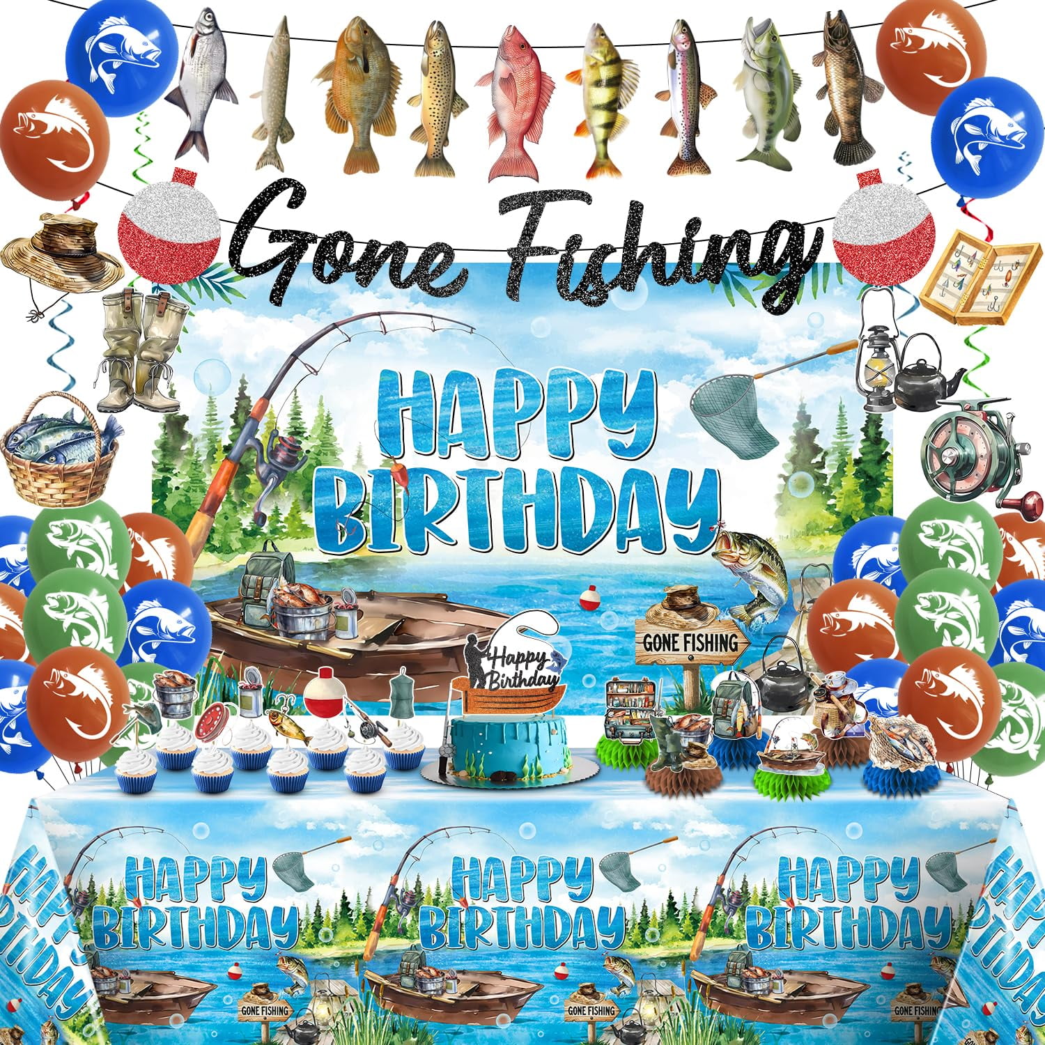 Fishing Birthday Party Decorations, SSF20 55 Pack Ofishally One ...