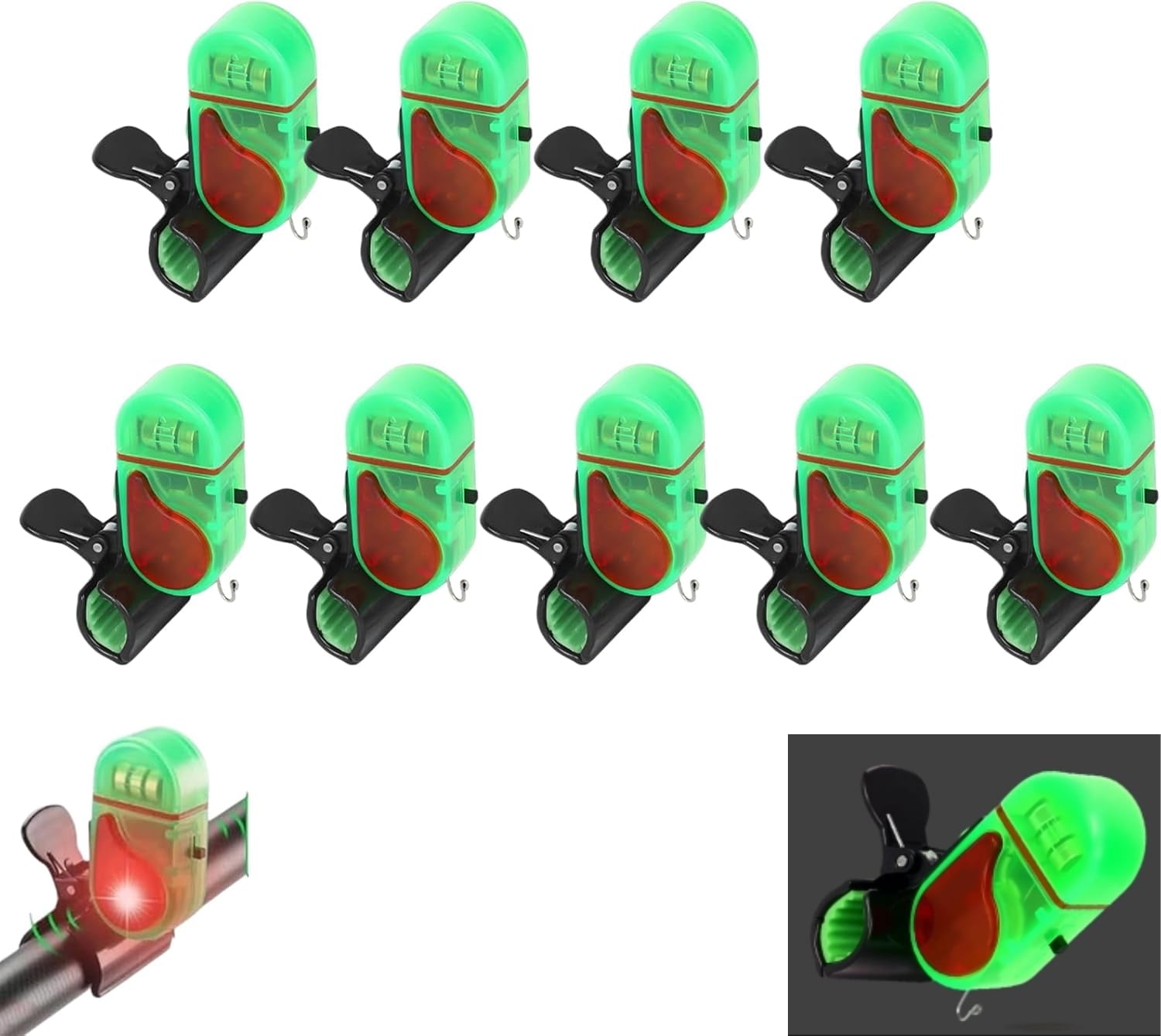 Fishing Bite Alarm with LED Light,Upgrade Clip-On Sensitive Sound Tip ...