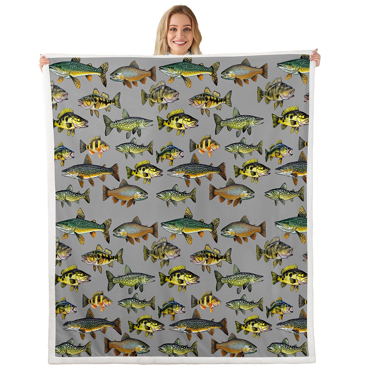 Fishing Blanket 40x50, Retro Pike Fish Throw Blanket For Men Adults ...