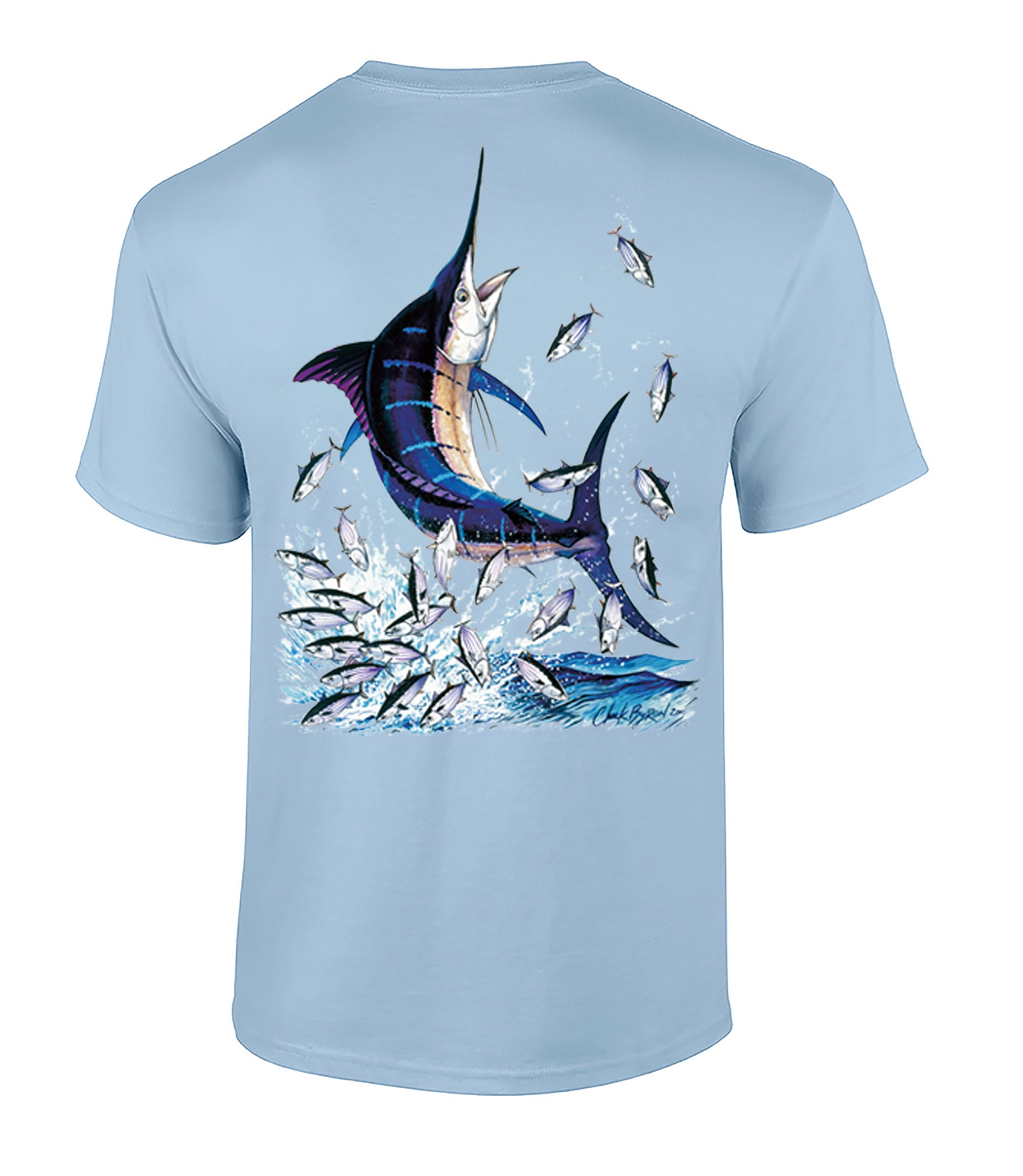 Fishing Blue Marlin Adult Short Sleeve T-Shirt-Light Blue-4XL - Walmart.com